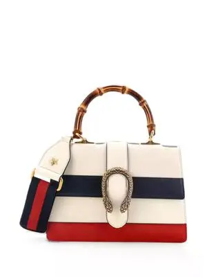 Gucci Dionysus Bamboo Top Handle Bag Colorblock Leather Medium Satchel - Neutrals