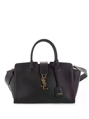 Saint Laurent Monogram Cabas Downtown Leather Baby Satchel - Black