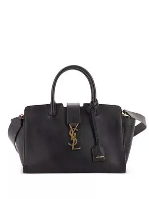 Saint Laurent Monogram Cabas Downtown Leather Baby Satchel - Black
