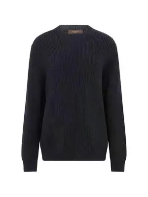 SLOWEAR Ribbed-knit Crew-neck Sweater - Blue