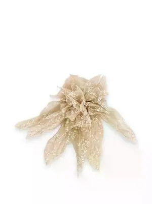 Alberta Ferretti Floral Print Silk Brooch - Neutrals