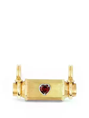 MARIE LICHTENBERG 18k Yellow Heart Garnet Locket Necklace