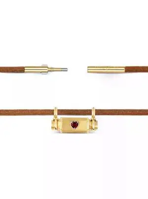 MARIE LICHTENBERG 18k Yellow Heart Garnet Locket Necklace