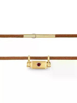 MARIE LICHTENBERG 18k Yellow Heart Garnet Locket Necklace