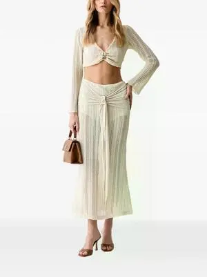 HAVEONE Open-knit Draped Maxi Skirt