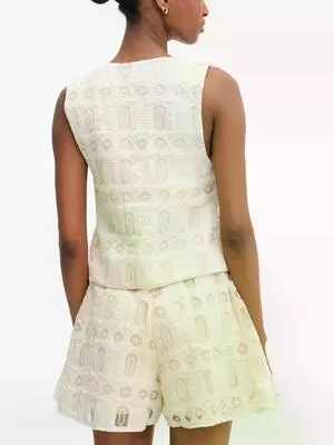 HAVEONE Embroidered Tie-fastening Top