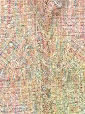 EDWARD ACHOUR PARIS Tweed Coat With Frayed Edges And Faux Pearl Buttons