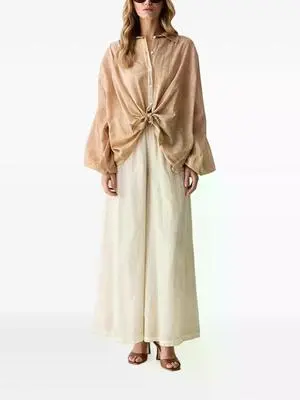 HAVEONE Front-tie Balloon-sleeve Blouse - Neutrals