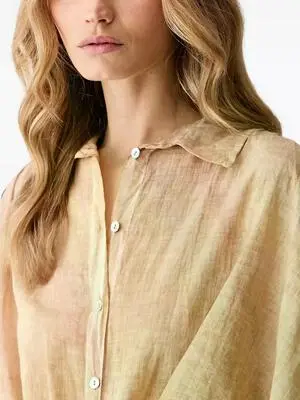 HAVEONE Front-tie Balloon-sleeve Blouse