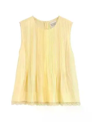 EDWARD ACHOUR PARIS Sleeveless Pleated Blouse - Yellow