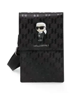 Karl Lagerfeld Monogram-embossed Ikonik Phone Bag - Black