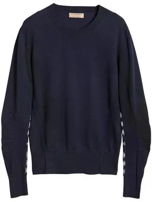 Burberry Check Detail Sweater - Blue