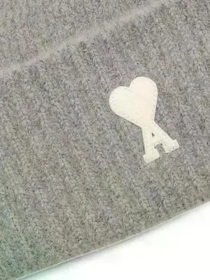 AMI Paris Alpaca Beanie With De Coeur - Grey