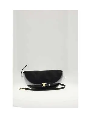 Celine Small Halfmoon Soft Triomphe Bag - Black