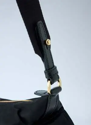 Prada Large Re-nylon And Leather Shoulder Bag - Black