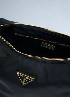 Prada Large Re-nylon And Leather Shoulder Bag - Black