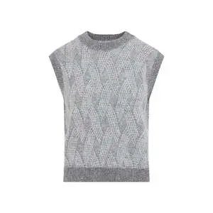 Peserico Sleeveless Knit Gilet With Sequins - Gray