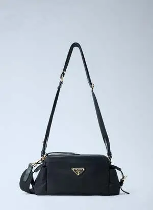 Prada Small Re-nylon And Leather Shoulder Bag - Black