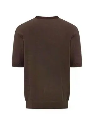 HOSIO Perforated-knit Short-sleeve Sweater