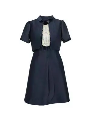 Valentino Garavani Lace-detail Bolero-jacket And Mini Dress - Blue
