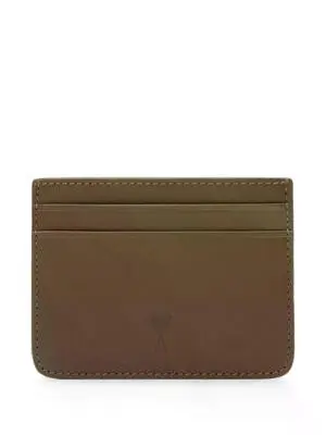 AMI Paris Cowhide Leather Card Holder - Brown