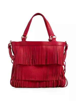 LANCEL Premier Flirt Fringed Leather Bucket Bag - Red