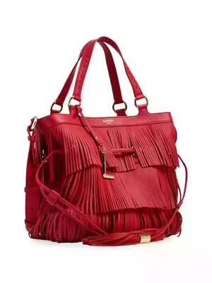 LANCEL Premier Flirt Fringed Leather Bucket Bag - Red