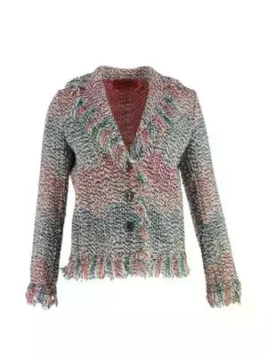 Missoni Knitted Fringed Wool Jacket - Blue