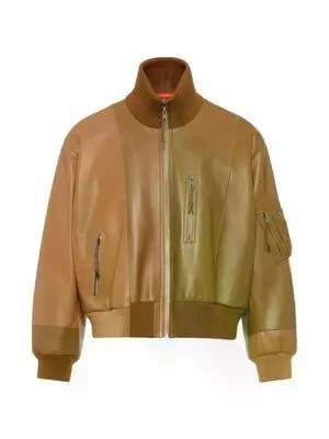 MAISON MARGIELA Spliced Leather Bomber Jacket - Brown