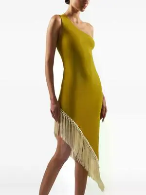 TALLER MARMO One-shoulder Asymmetric Fringe Dress