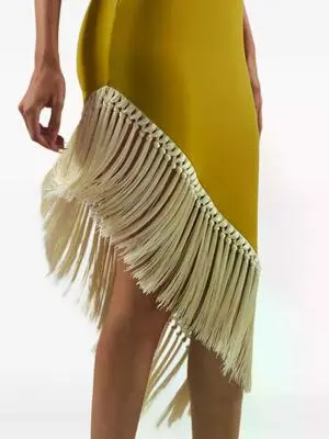 TALLER MARMO One-shoulder Asymmetric Fringe Dress
