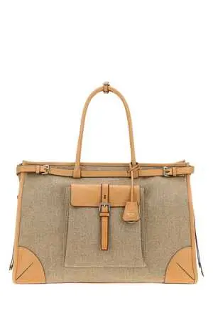 Prada Cappuccino Canvas Bonnie Shopping Bag - Brown