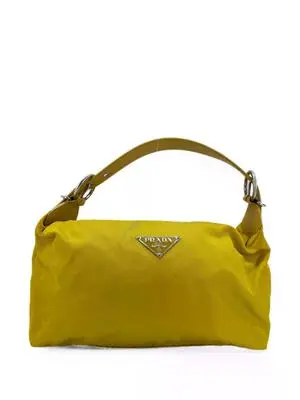 Prada 2000s Tessuto Triangle Logo Shoulder Bag - Yellow