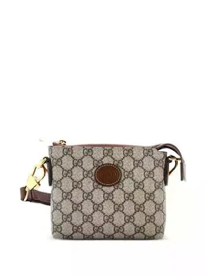 Gucci Interlocking G Patch Wristlet Messenger Bag - Brown