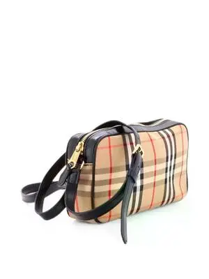 Burberry Camera Vintage Check Canvas Small Crossbody Bag - Black