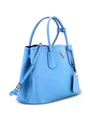 Prada Cuir Double Saffiano Leather Small Tote Bag - Blue