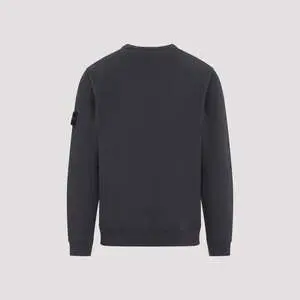 Stone Island Cotton Crewneck Sweatshirt With Detachable Compass Badge - Gray
