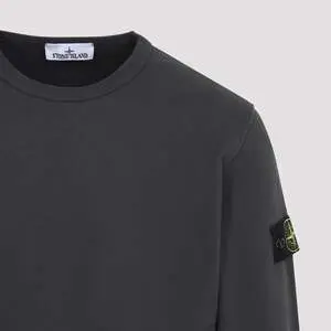 Stone Island Cotton Crewneck Sweatshirt With Detachable Compass Badge - Gray