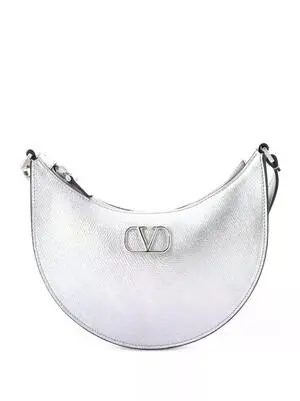 Valentino Garavani Vlogo Leather Mini Hobo Bag - Silver