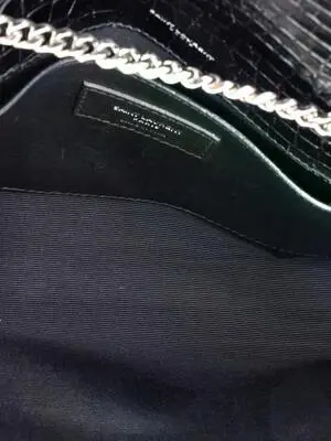 Saint Laurent Classic Monogram Tassel Crocodile Embossed Leather Medium Crossbody Bag