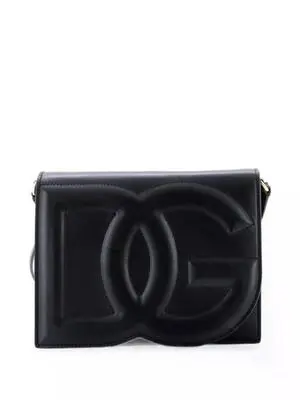 Dolce & Gabbana Dg Logo Flap Leather Shoulder Bag - Black