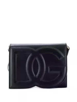 Dolce & Gabbana Dg Logo Flap Leather Shoulder Bag - Black