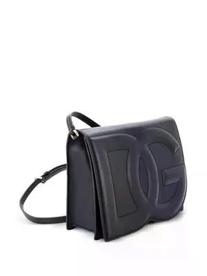 Dolce & Gabbana Dg Logo Flap Leather Shoulder Bag - Black