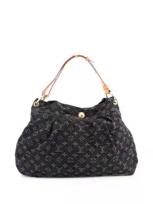 LOUIS VUITTON Daily Handbag Denim Pm Hobo Bag - Black