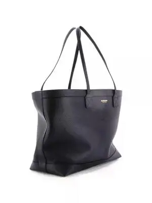 Burberry Leather Tote Bag With Check Canvas Interior