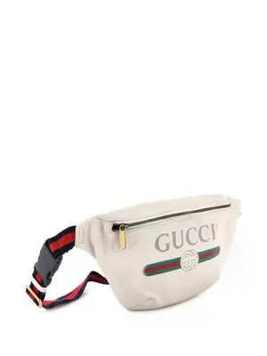 Gucci Logo Printed Leather Belt Bag - Neutrals