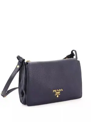 Prada Flap Vitello Daino Medium Crossbody Bag - Blue