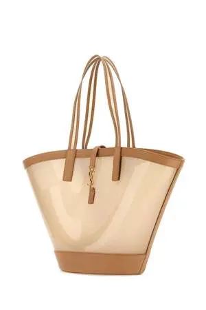 Saint Laurent Two-tone Vinyl And Leather Panier Shopping Bag