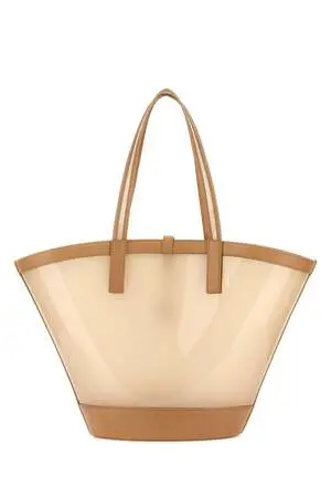 Saint Laurent Two-tone Vinyl And Leather Panier Shopping Bag