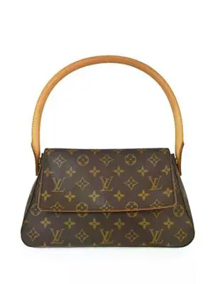 LOUIS VUITTON Monogram Canvas Mini Looping Top Handle Bag - Brown